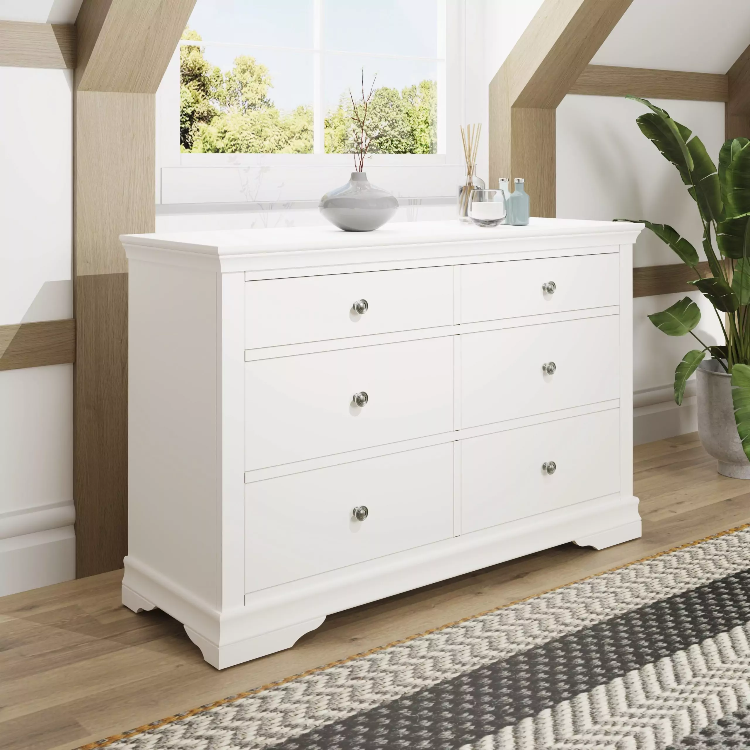 Serenity 6 Drawer White - Oak Castle Furniture