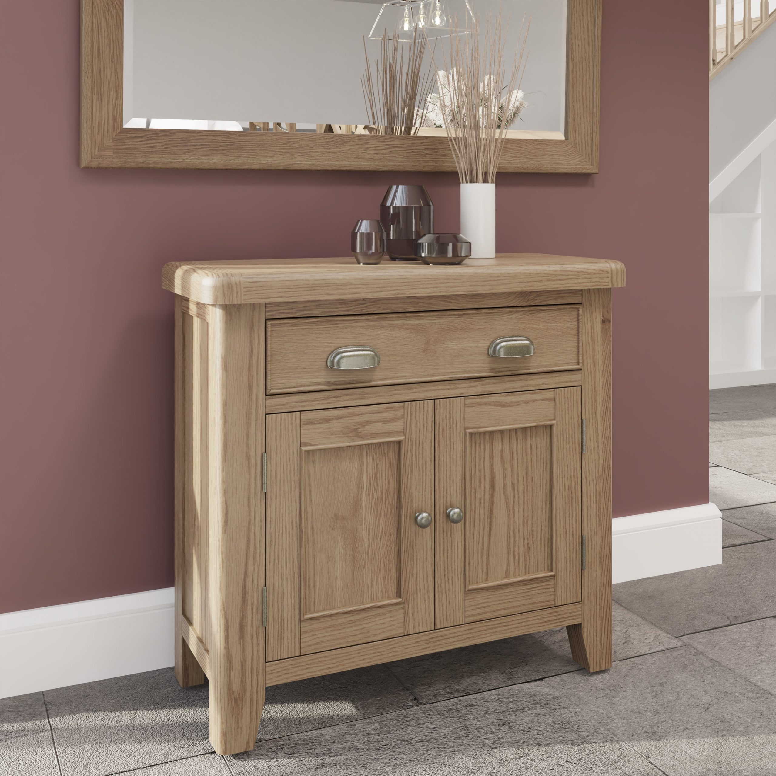 1 Drawer 2 Door Sideboard - Premium Solid Oak Furniture UK, Oak Castle